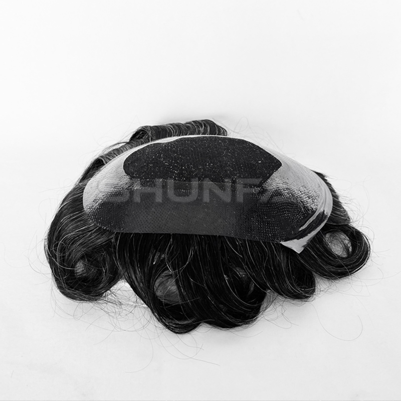 Black color custom lace toupee - SHUNFA
