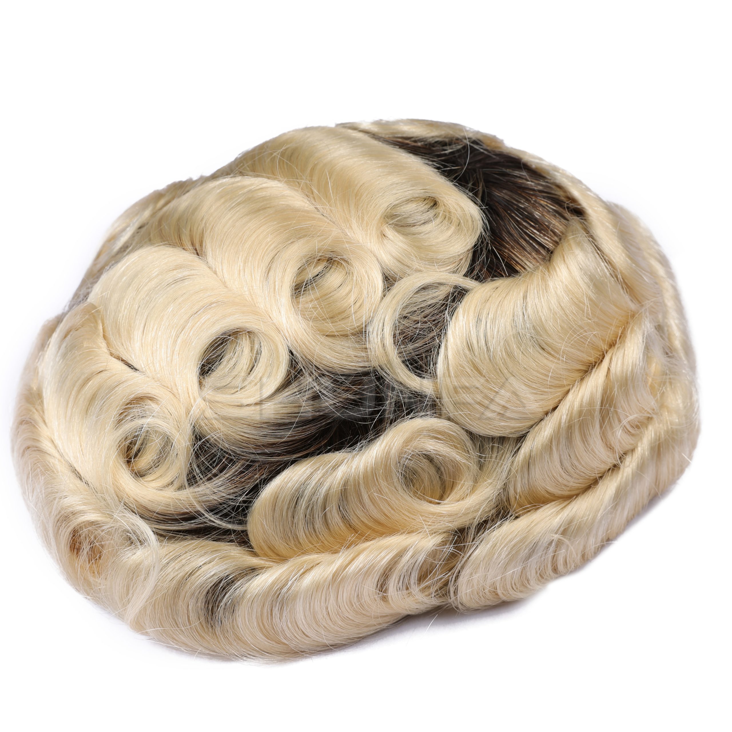 Fashion color T2/613 knotted full skin hair systems for hair loss men ...